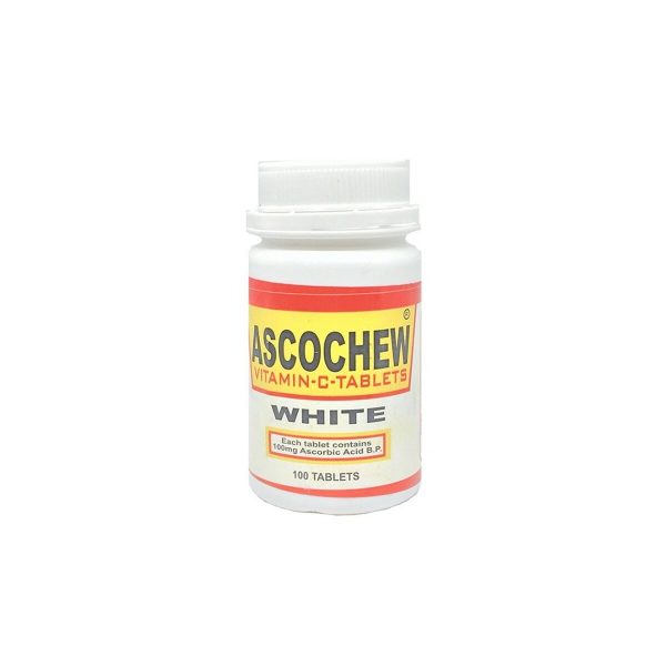Ascochew Vitamin C 100mg Tablet - White, 100 Tablets - Asset Pharmacy