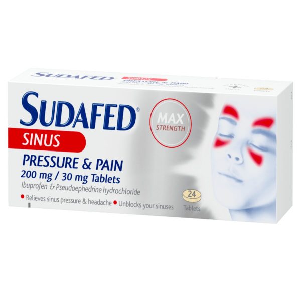 Sudafed Sinus Pressure And Pain Tablets, 24 Tablets - Asset Pharmacy
