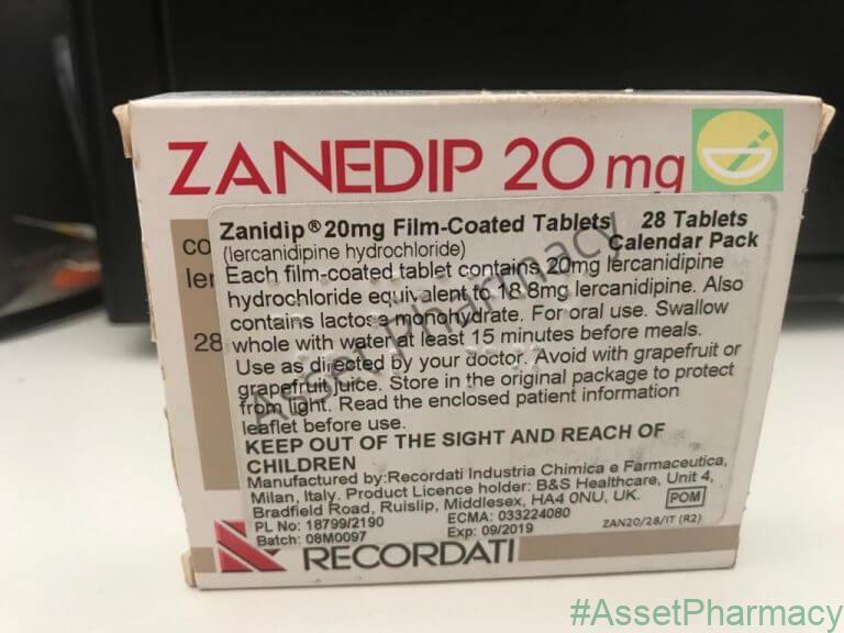 Zanidip Lercanidipine 20mg Tablets - Asset Pharmacy