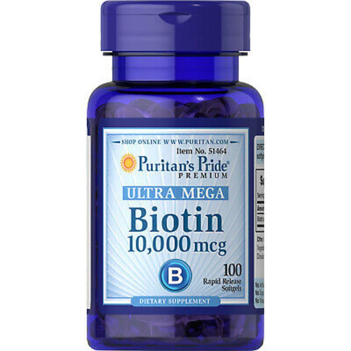 Puritan's Pride Biotin 10000mcg Softgels, 50 Softgels - Asset Pharmacy