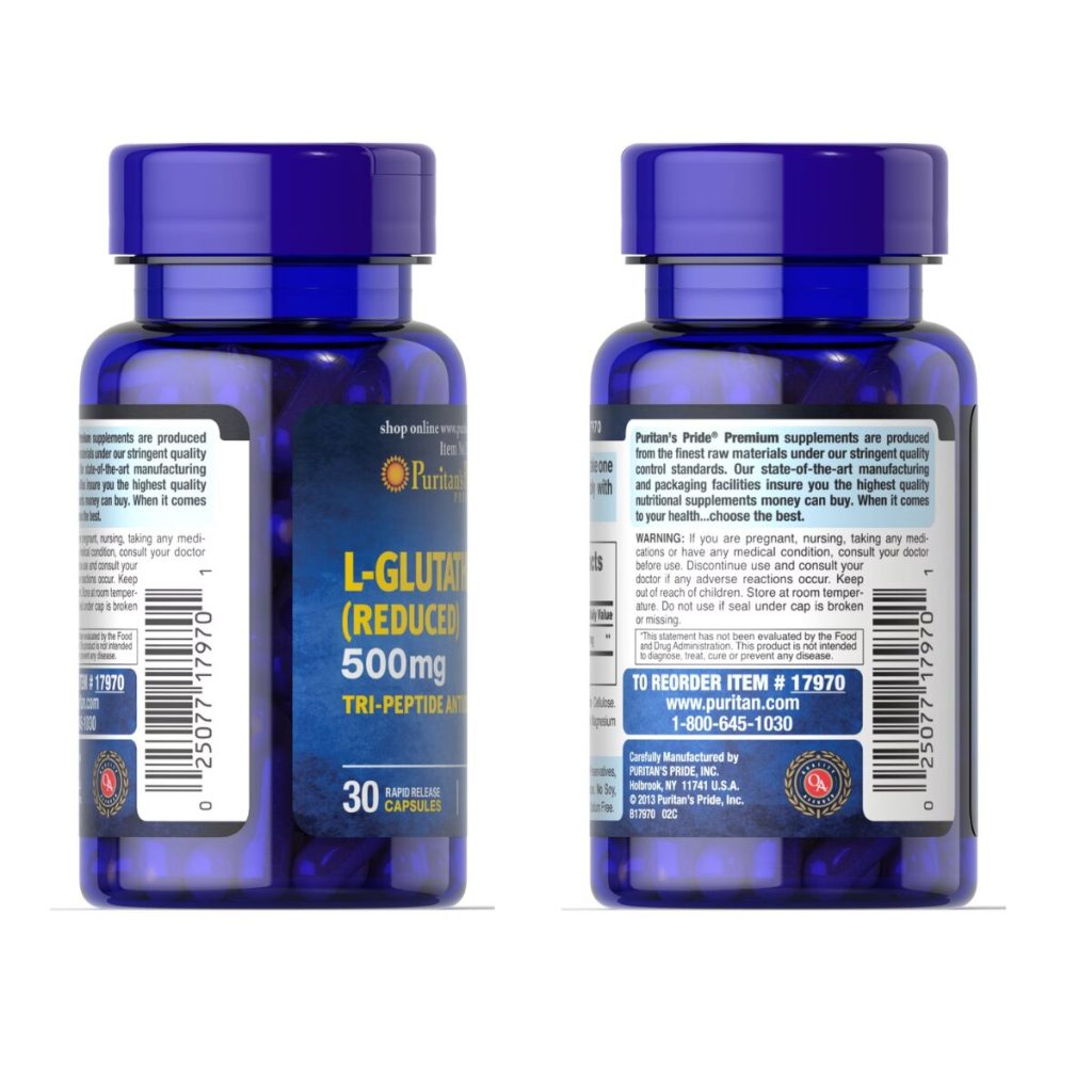 Puritan's Pride L-Glutathione 500mg, 30 Capsules - Asset Pharmacy